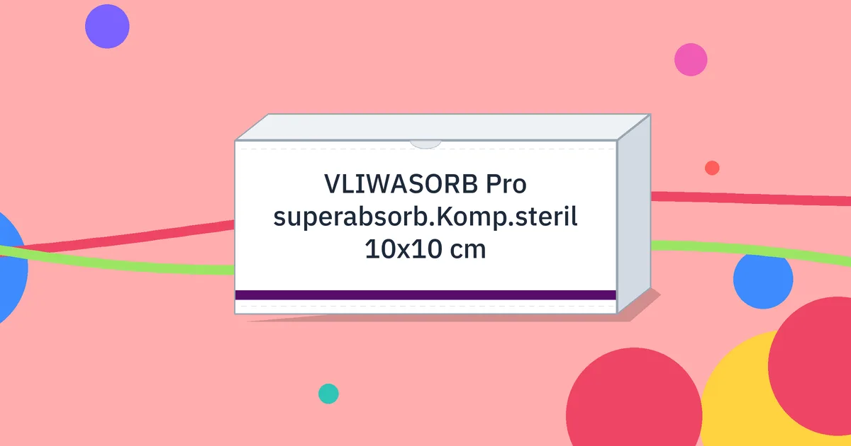 Symbolbild: Packung mit der Aufschrift VLIWASORB Pro superabsorb.Komp.steril 10x10 cm (PZN 16354728) – Verfügbarkeit und Bezug in Apotheken in Frankfurt am Main