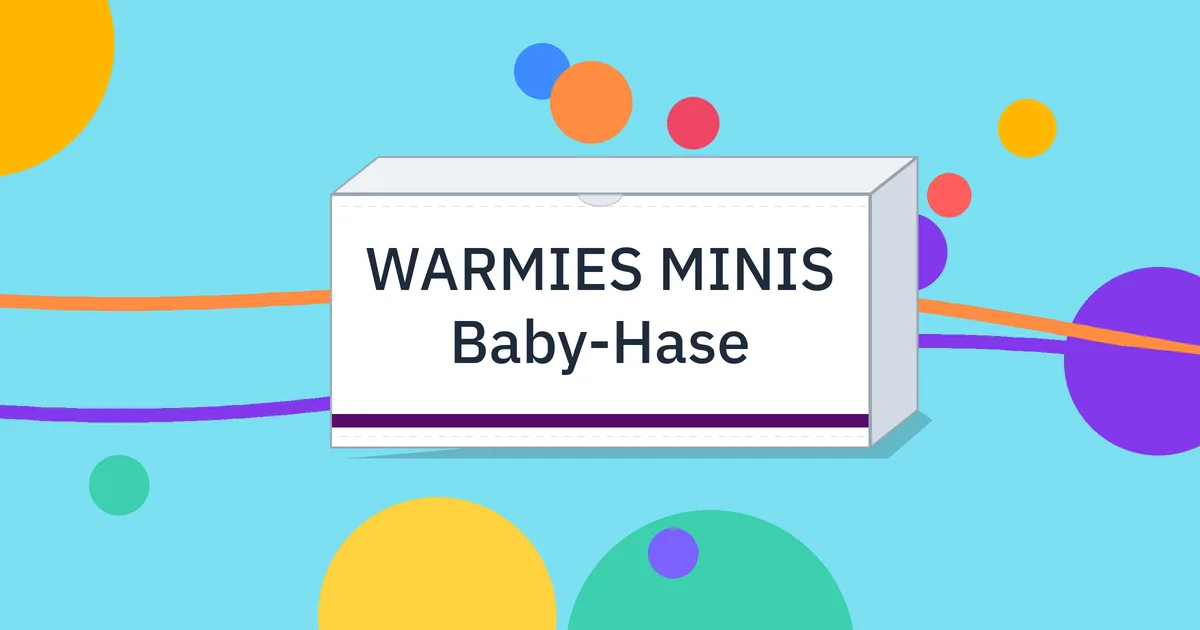 Symbolbild: Packung mit der Aufschrift WARMIES MINIS Baby-Hase (PZN 16575010) – Verfügbarkeit und Bezug in Apotheken in Frankfurt am Main