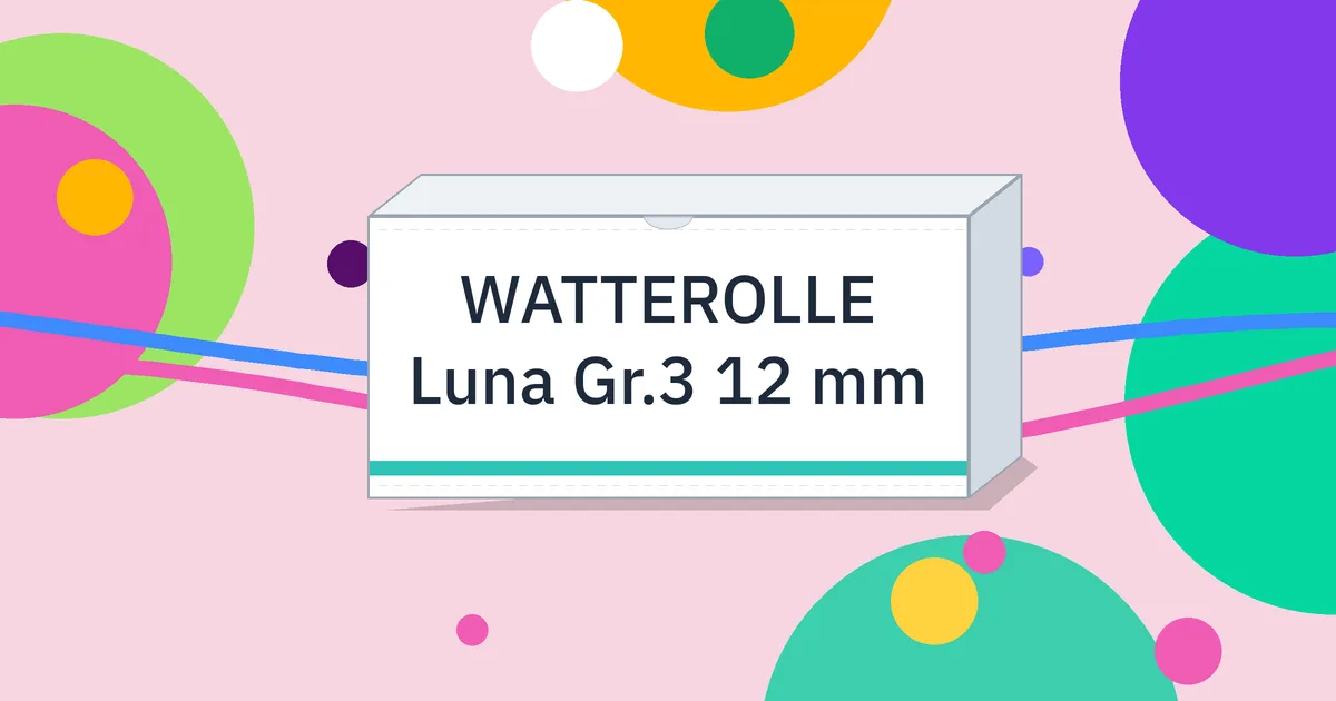 Symbolbild: Packung mit der Aufschrift WATTEROLLE Luna Gr.3 12 mm (PZN 07260572) – Verfügbarkeit und Bezug in Apotheken in Frankfurt am Main