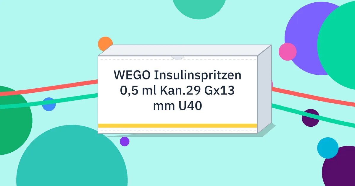 Symbolbild: Packung mit der Aufschrift WEGO Insulinspritzen 0,5 ml Kan.29 Gx13 mm U40 (PZN 18859378) – Verfügbarkeit und Bezug in Apotheken in Frankfurt am Main