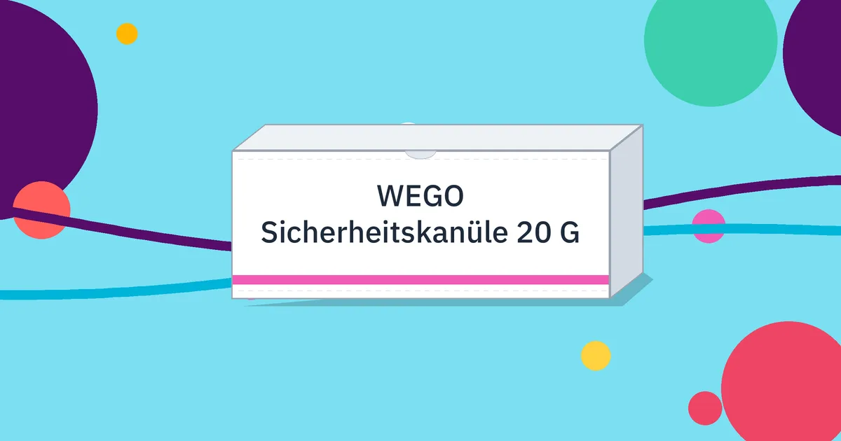 Symbolbild: Packung mit der Aufschrift WEGO Sicherheitskanüle 20 G (PZN 20058591) – Verfügbarkeit und Bezug in Apotheken in Frankfurt am Main