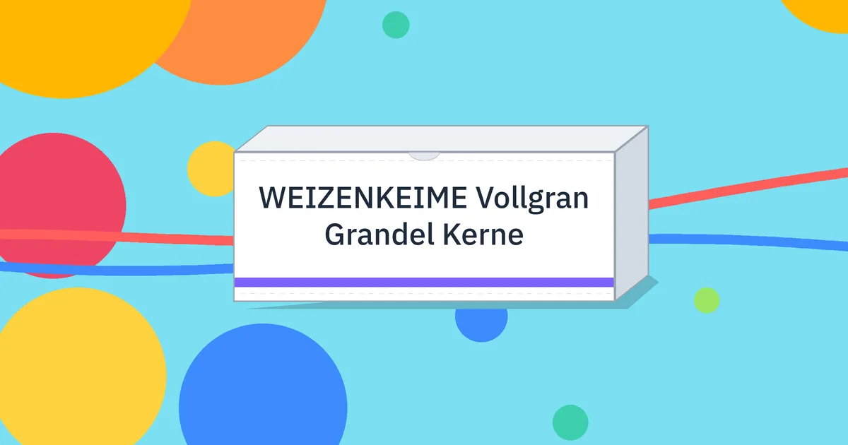 Symbolbild: Packung mit der Aufschrift WEIZENKEIME Vollgran Grandel Kerne (PZN 03684476) – Verfügbarkeit und Bezug in Apotheken in Frankfurt am Main