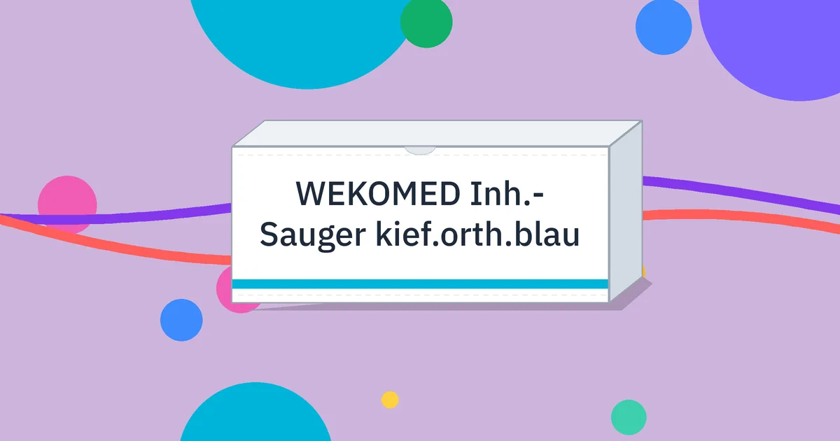 Symbolbild: Packung mit der Aufschrift WEKOMED Inh.-Sauger kief.orth.blau (PZN 03823966) – Verfügbarkeit und Bezug in Apotheken in Frankfurt am Main