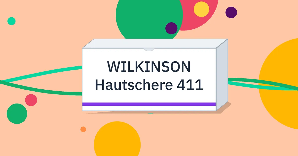 Symbolbild: Packung mit der Aufschrift WILKINSON Hautschere 411 (PZN 04515586) – Verfügbarkeit und Bezug in Apotheken in Frankfurt am Main