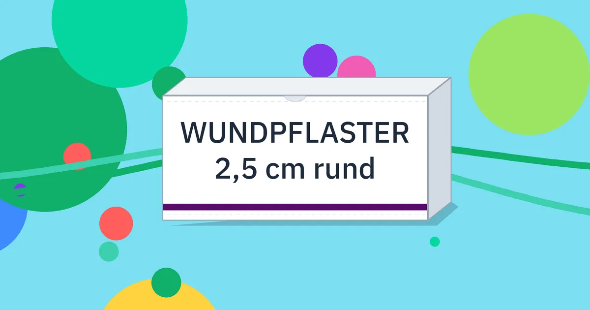 Symbolbild: Packung mit der Aufschrift WUNDPFLASTER 2,5 cm rund (PZN 09229655) – Verfügbarkeit und Bezug in Apotheken in Frankfurt am Main