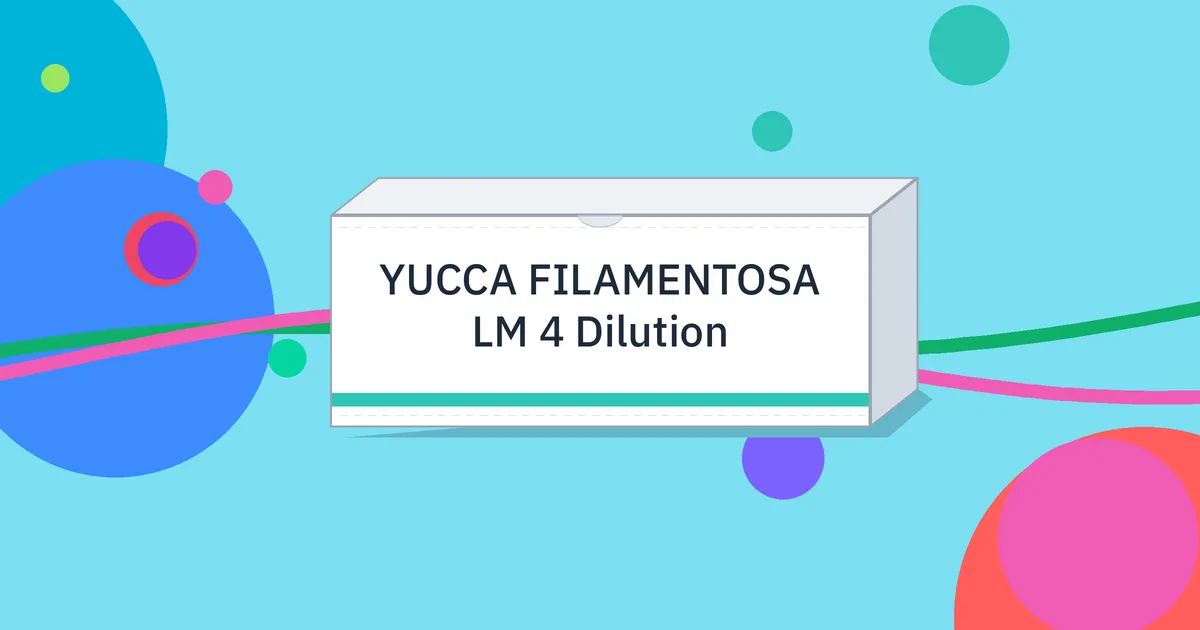 Symbolbild: Packung mit der Aufschrift YUCCA FILAMENTOSA LM 4 Dilution (PZN 13288540) – Verfügbarkeit und Bezug in Apotheken in Frankfurt am Main