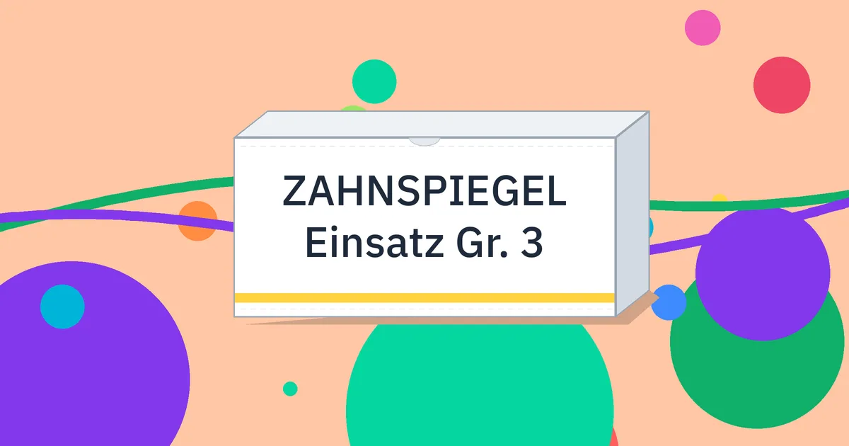 Symbolbild: Packung mit der Aufschrift ZAHNSPIEGEL Einsatz Gr. 3 (PZN 02446800) – Verfügbarkeit und Bezug in Apotheken in Frankfurt am Main