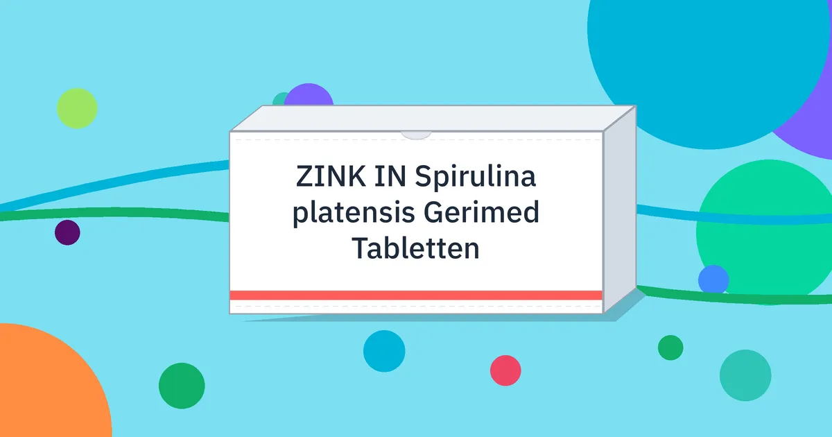Symbolbild: Packung mit der Aufschrift ZINK IN Spirulina platensis Gerimed Tabletten (PZN 04698753) – Verfügbarkeit und Bezug in Apotheken in Frankfurt am Main