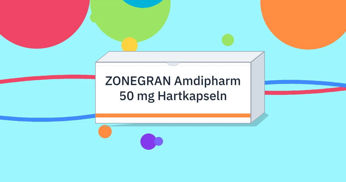 Symbolbild: Packung mit der Aufschrift ZONEGRAN Amdipharm 50 mg Hartkapseln (PZN 04407276) – Verfügbarkeit und Bezug in Apotheken in Frankfurt am Main