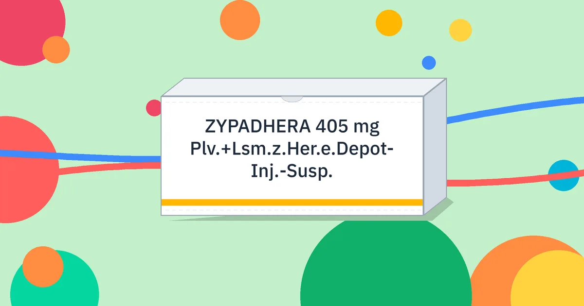 Symbolbild: Packung mit der Aufschrift ZYPADHERA 405 mg Plv.+Lsm.z.Her.e.Depot-Inj.-Susp. (PZN 06914020) – Verfügbarkeit und Bezug in Apotheken in Frankfurt am Main