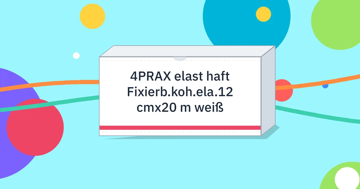 Symbolbild: Packung mit der Aufschrift 4PRAX elast haft Fixierb.koh.ela.12 cmx20 m weiß (PZN 20230251) – Verfügbarkeit und Bezug in Apotheken in Frankfurt am Main