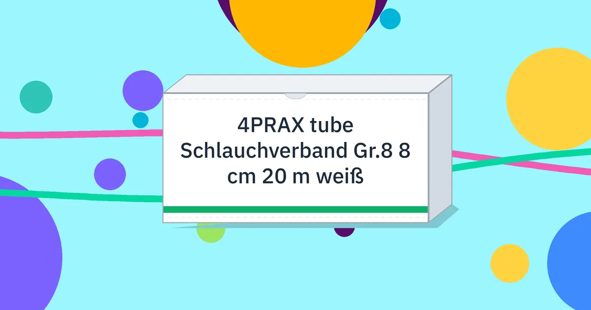 Symbolbild: Packung mit der Aufschrift 4PRAX tube Schlauchverband Gr.8 8 cm 20 m weiß (PZN 20230788) – Verfügbarkeit und Bezug in Apotheken in Frankfurt am Main