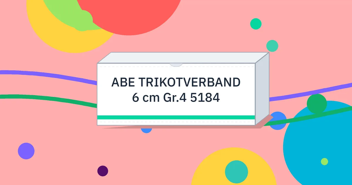 Symbolbild: Packung mit der Aufschrift ABE TRIKOTVERBAND 6 cm Gr.4 5184 (PZN 01331383) – Verfügbarkeit und Bezug in Apotheken in Frankfurt am Main