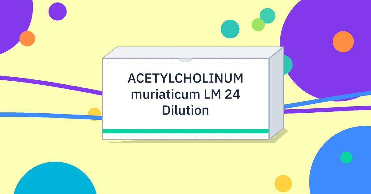 Symbolbild: Packung mit der Aufschrift ACETYLCHOLINUM muriaticum LM 24 Dilution (PZN 13266314) – Verfügbarkeit und Bezug in Apotheken in Frankfurt am Main
