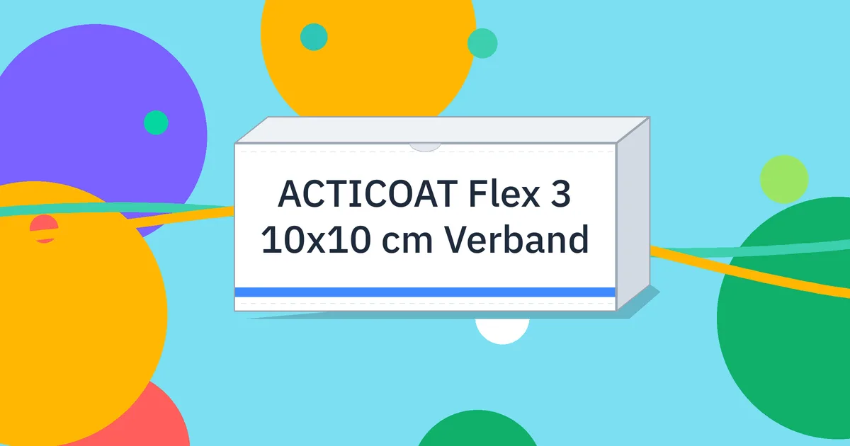 Symbolbild: Packung mit der Aufschrift ACTICOAT Flex 3 10x10 cm Verband (PZN 11647532) – Verfügbarkeit und Bezug in Apotheken in Frankfurt am Main