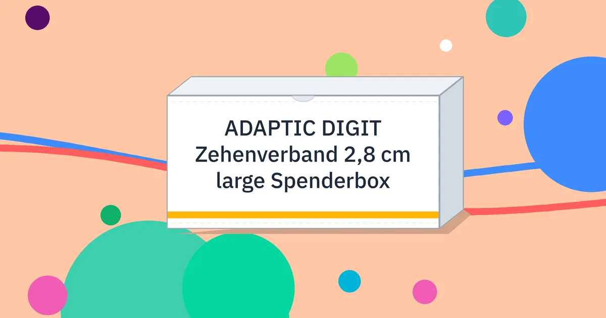 Symbolbild: Packung mit der Aufschrift ADAPTIC DIGIT Zehenverband 2,8 cm large Spenderbox (PZN 10843484) – Verfügbarkeit und Bezug in Apotheken in Frankfurt am Main