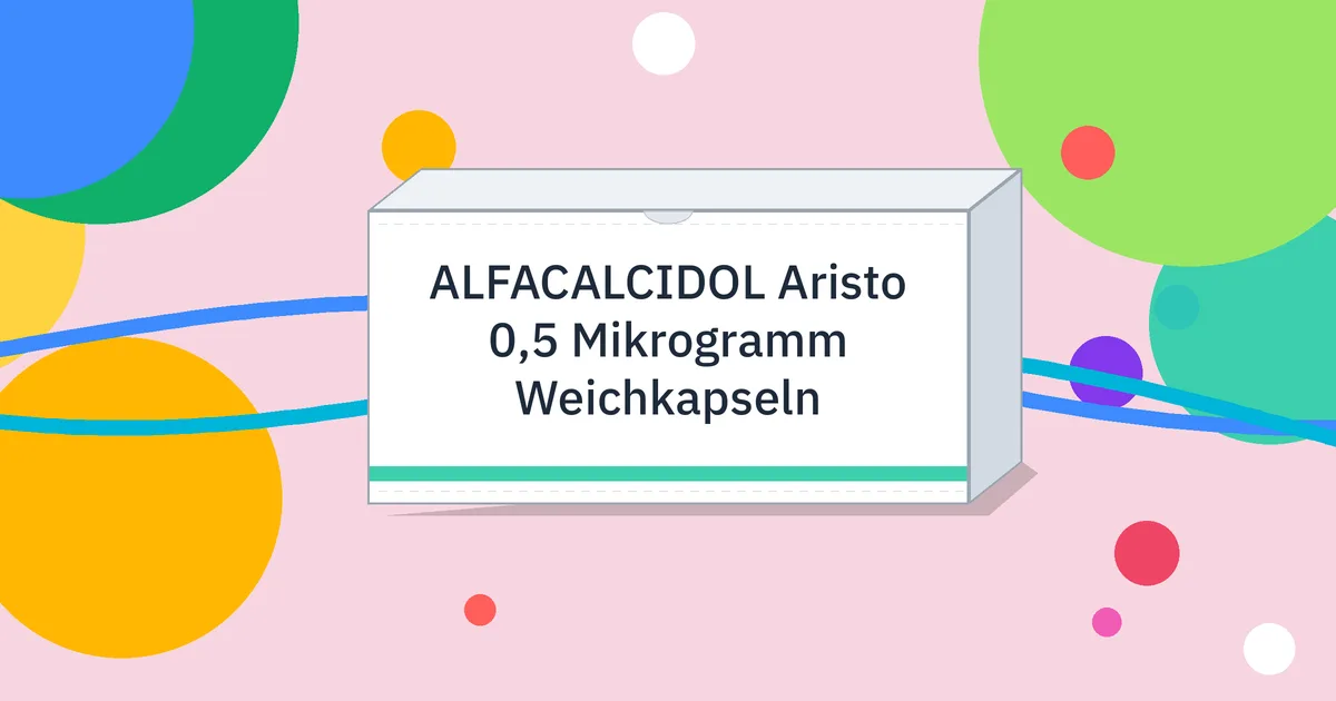 Symbolbild: Packung mit der Aufschrift ALFACALCIDOL Aristo 0,5 Mikrogramm Weichkapseln (PZN 11228373) – Verfügbarkeit und Bezug in Apotheken in Frankfurt am Main