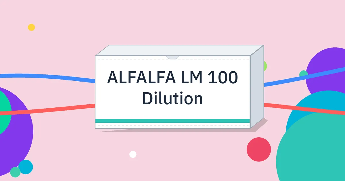 Symbolbild: Packung mit der Aufschrift ALFALFA LM 100 Dilution (PZN 13310469) – Verfügbarkeit und Bezug in Apotheken in Frankfurt am Main