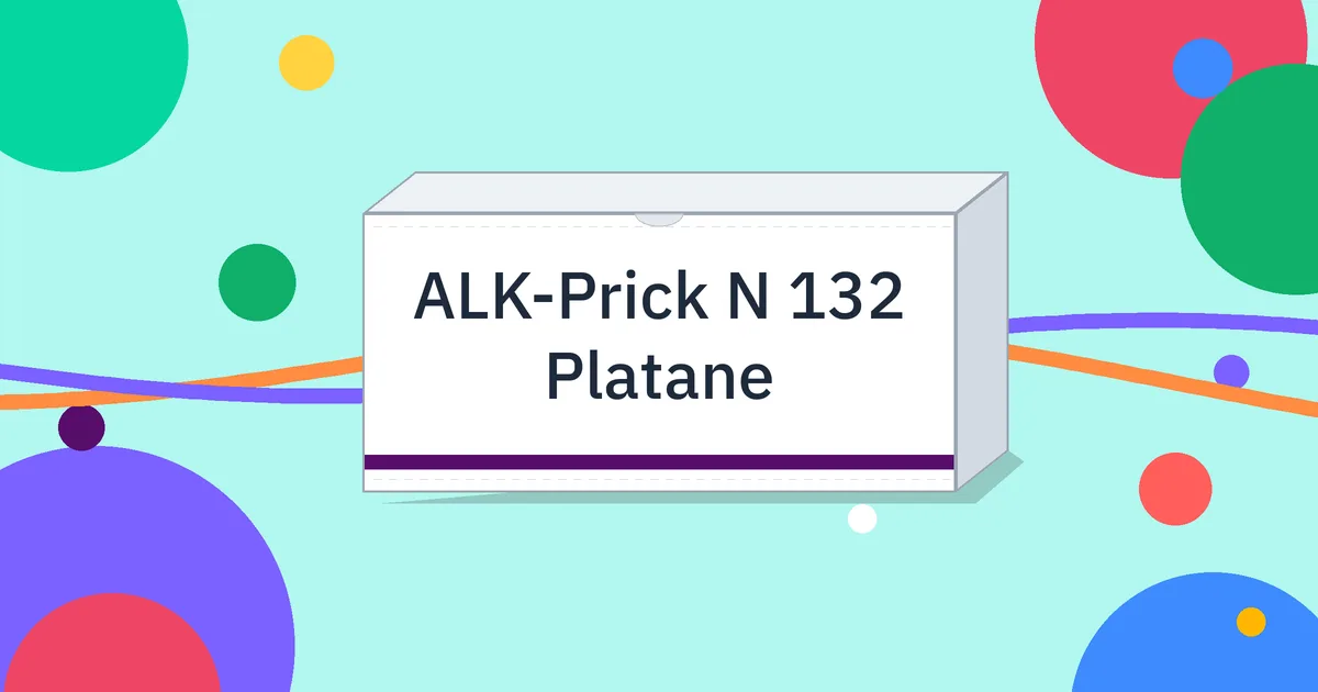 Symbolbild: Packung mit der Aufschrift ALK-Prick N 132 Platane (PZN 02516274) – Verfügbarkeit und Bezug in Apotheken in Frankfurt am Main