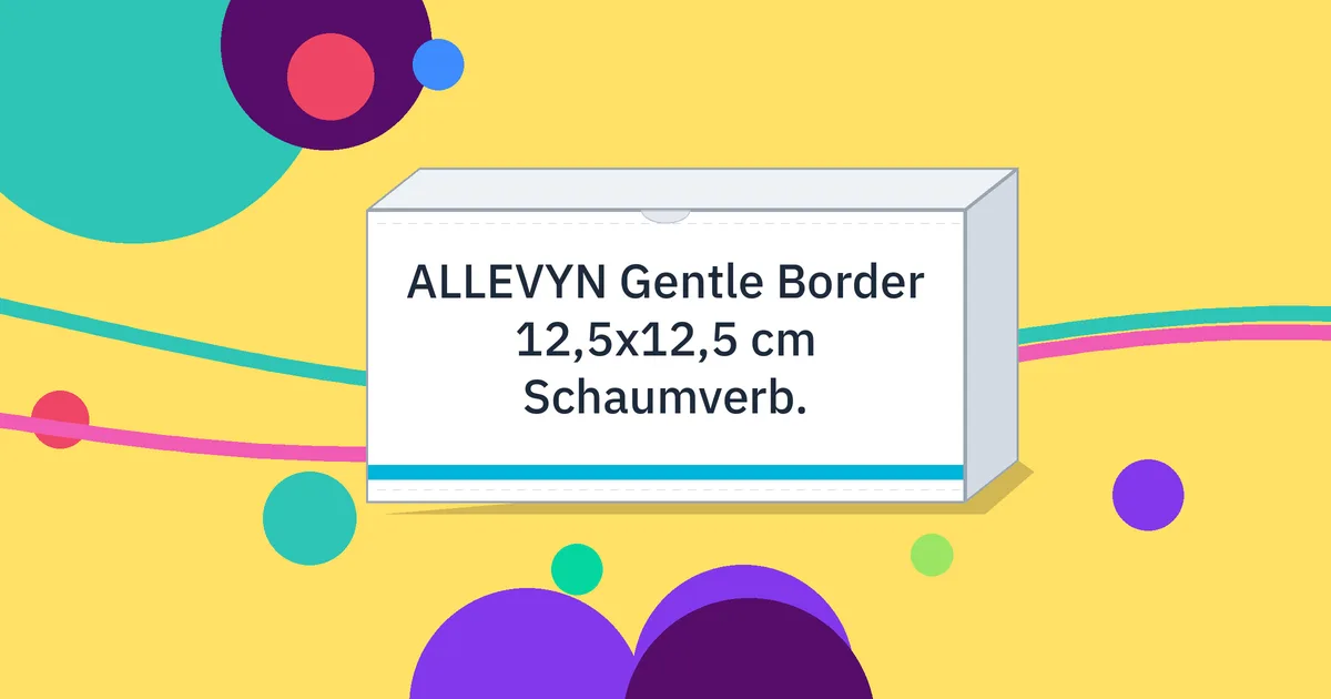 Symbolbild: Packung mit der Aufschrift ALLEVYN Gentle Border 12,5x12,5 cm Schaumverb. (PZN 13984794) – Verfügbarkeit und Bezug in Apotheken in Frankfurt am Main