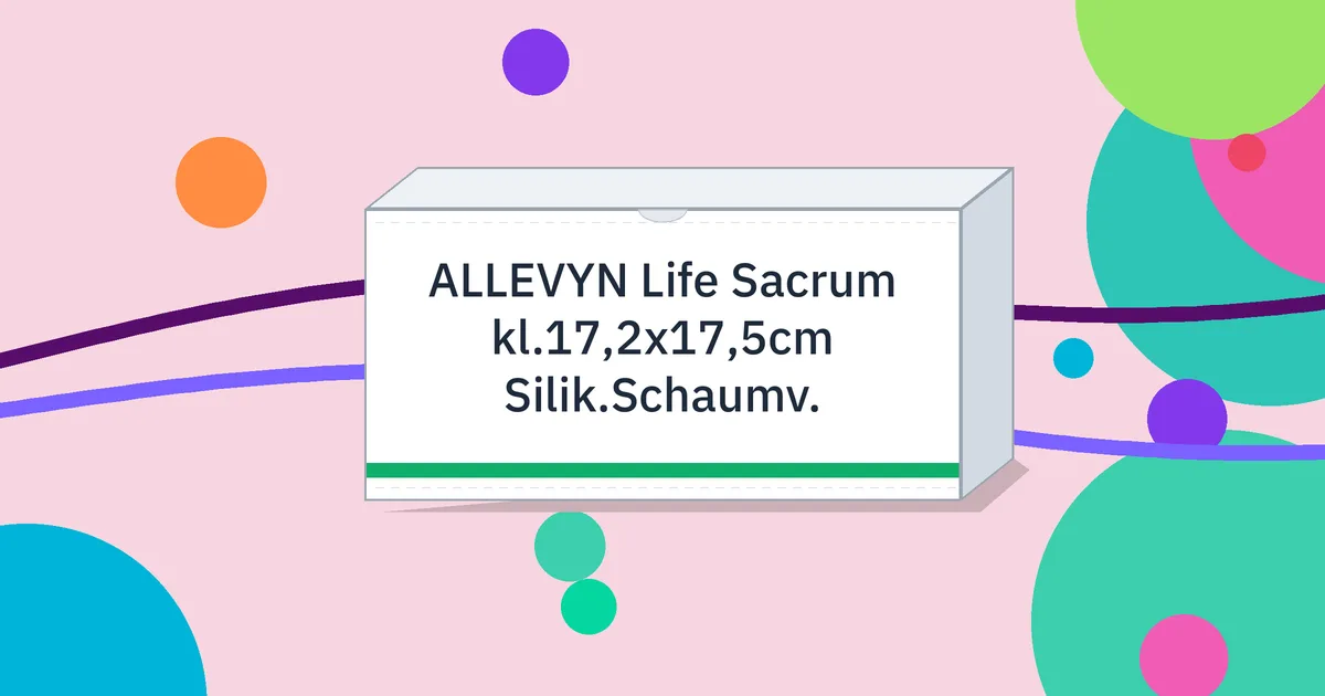 Symbolbild: Packung mit der Aufschrift ALLEVYN Life Sacrum kl.17,2x17,5cm Silik.Schaumv. (PZN 15426182) – Verfügbarkeit und Bezug in Apotheken in Frankfurt am Main
