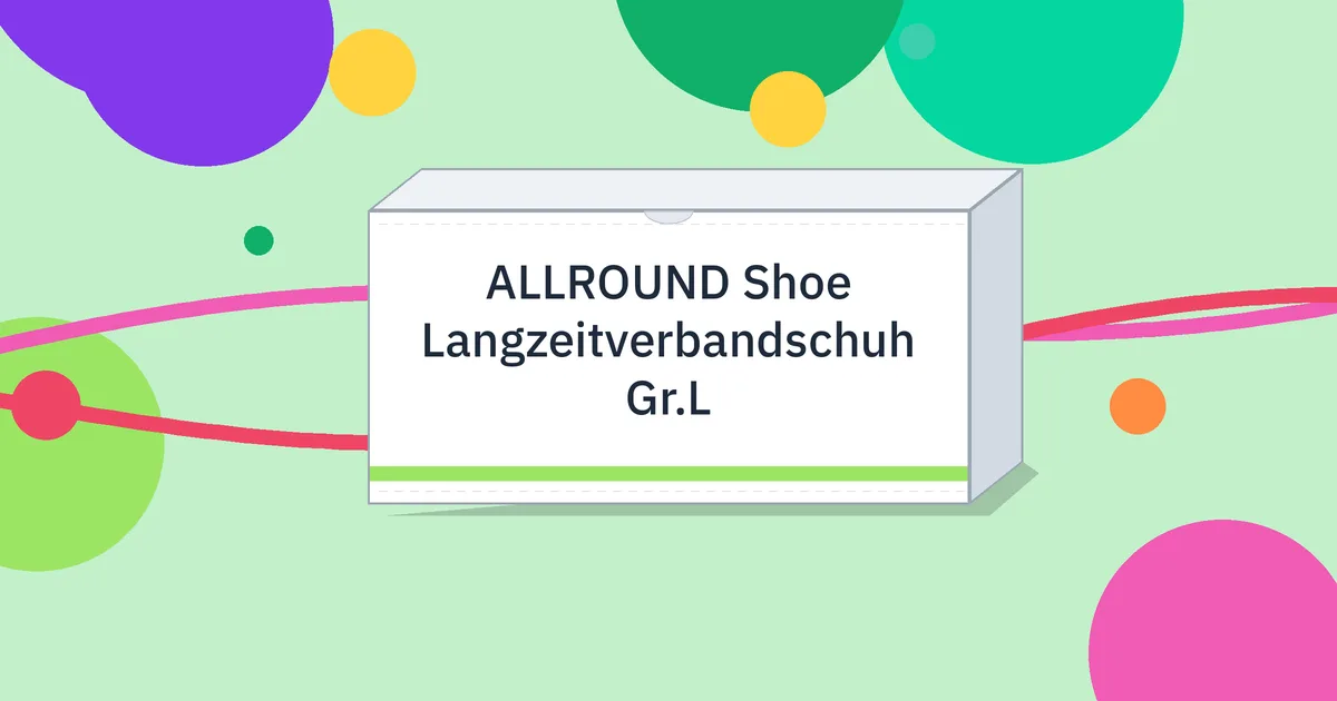 Symbolbild: Packung mit der Aufschrift ALLROUND Shoe Langzeitverbandschuh Gr.L (PZN 13712653) – Verfügbarkeit und Bezug in Apotheken in Frankfurt am Main