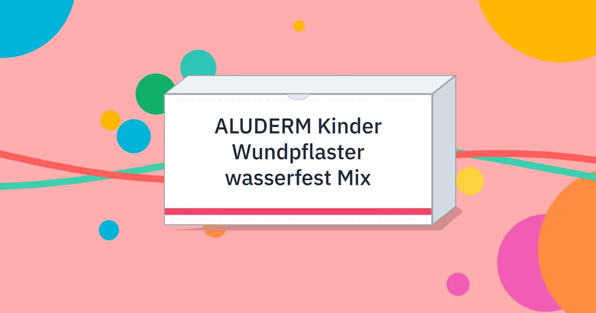 Symbolbild: Packung mit der Aufschrift ALUDERM Kinder Wundpflaster wasserfest Mix (PZN 19455430) – Verfügbarkeit und Bezug in Apotheken in Frankfurt am Main
