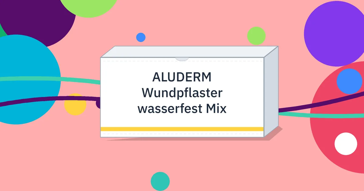 Symbolbild: Packung mit der Aufschrift ALUDERM Wundpflaster wasserfest Mix (PZN 19455542) – Verfügbarkeit und Bezug in Apotheken in Frankfurt am Main