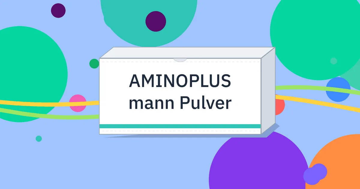 Symbolbild: Packung mit der Aufschrift AMINOPLUS mann Pulver (PZN 13982542) – Verfügbarkeit und Bezug in Apotheken in Frankfurt am Main