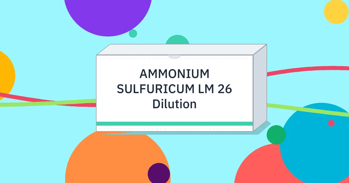 Symbolbild: Packung mit der Aufschrift AMMONIUM SULFURICUM LM 26 Dilution (PZN 13323377) – Verfügbarkeit und Bezug in Apotheken in Frankfurt am Main