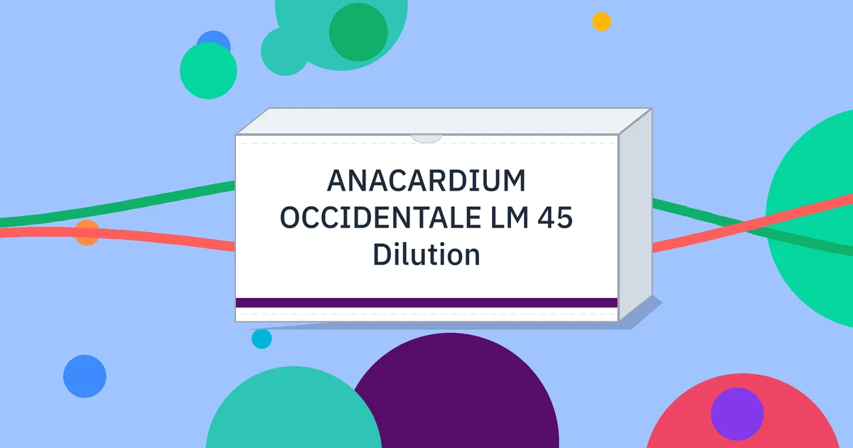 Symbolbild: Packung mit der Aufschrift ANACARDIUM OCCIDENTALE LM 45 Dilution (PZN 13327665) – Verfügbarkeit und Bezug in Apotheken in Frankfurt am Main