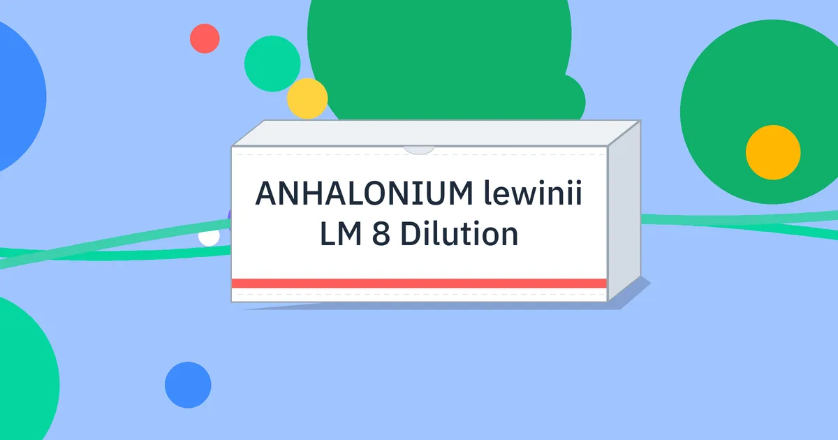 Symbolbild: Packung mit der Aufschrift ANHALONIUM lewinii LM 8 Dilution (PZN 13368865) – Verfügbarkeit und Bezug in Apotheken in Frankfurt am Main