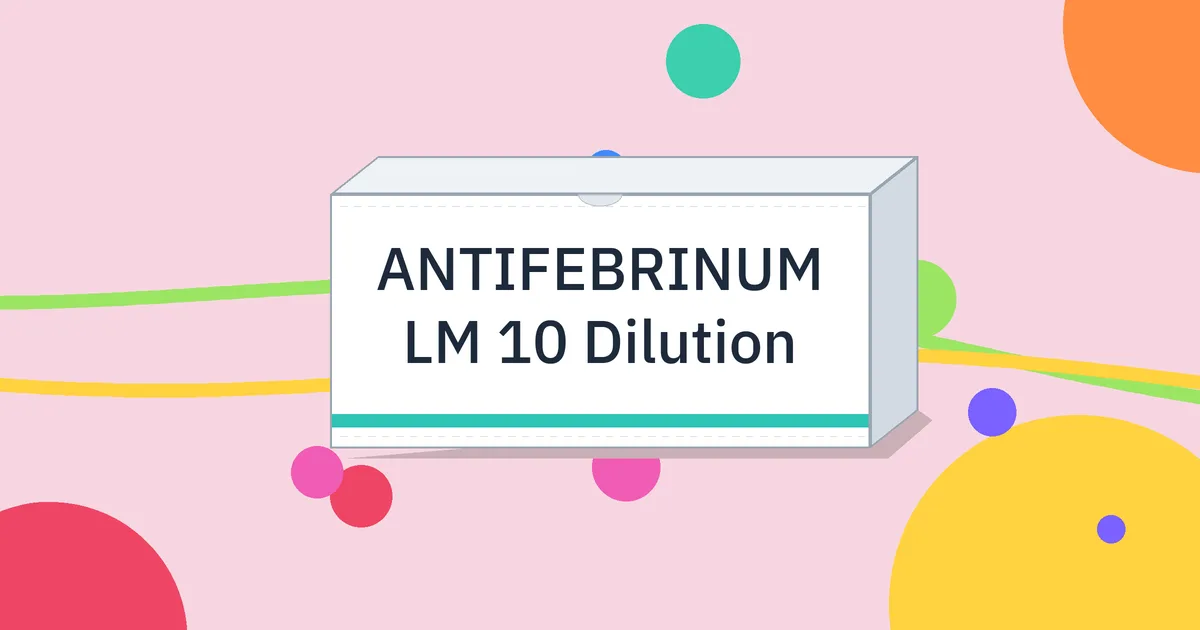 Symbolbild: Packung mit der Aufschrift ANTIFEBRINUM LM 10 Dilution (PZN 13371672) – Verfügbarkeit und Bezug in Apotheken in Frankfurt am Main