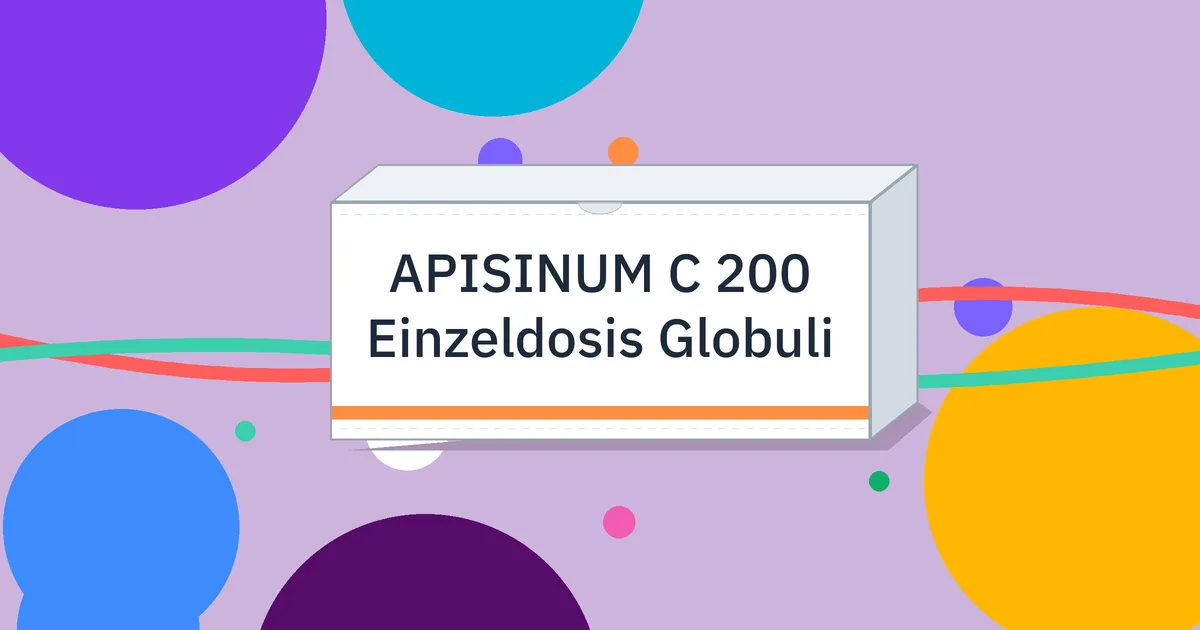 Symbolbild: Packung mit der Aufschrift APISINUM C 200 Einzeldosis Globuli (PZN 01542938) – Verfügbarkeit und Bezug in Apotheken in Frankfurt am Main