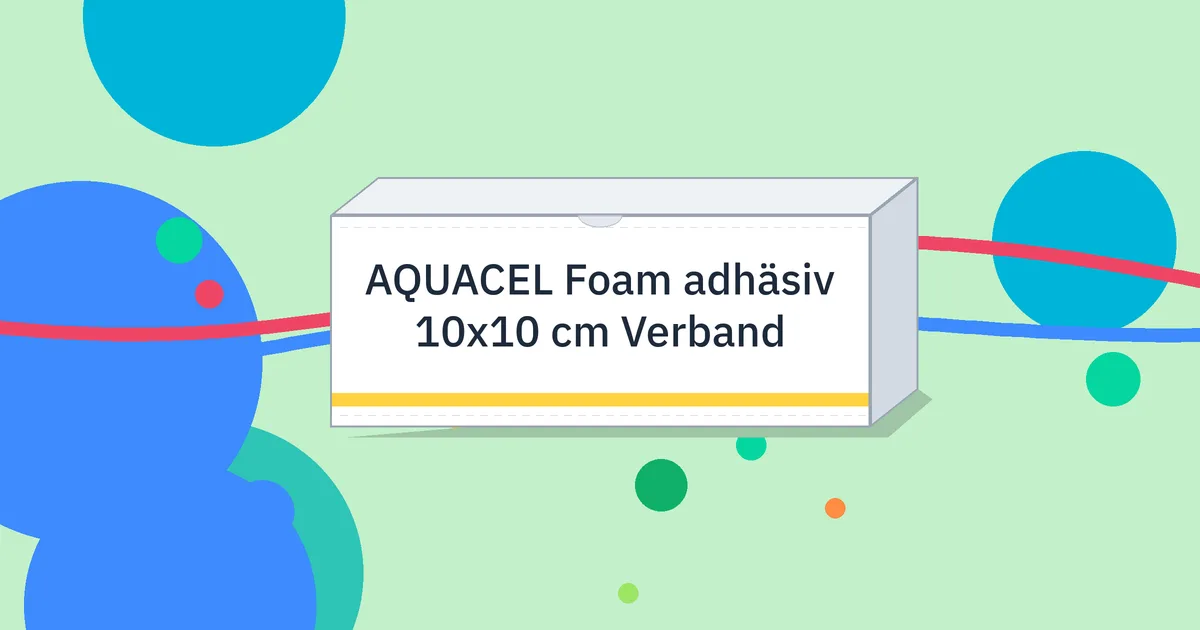 Symbolbild: Packung mit der Aufschrift AQUACEL Foam adhäsiv 10x10 cm Verband (PZN 13588868) – Verfügbarkeit und Bezug in Apotheken in Frankfurt am Main