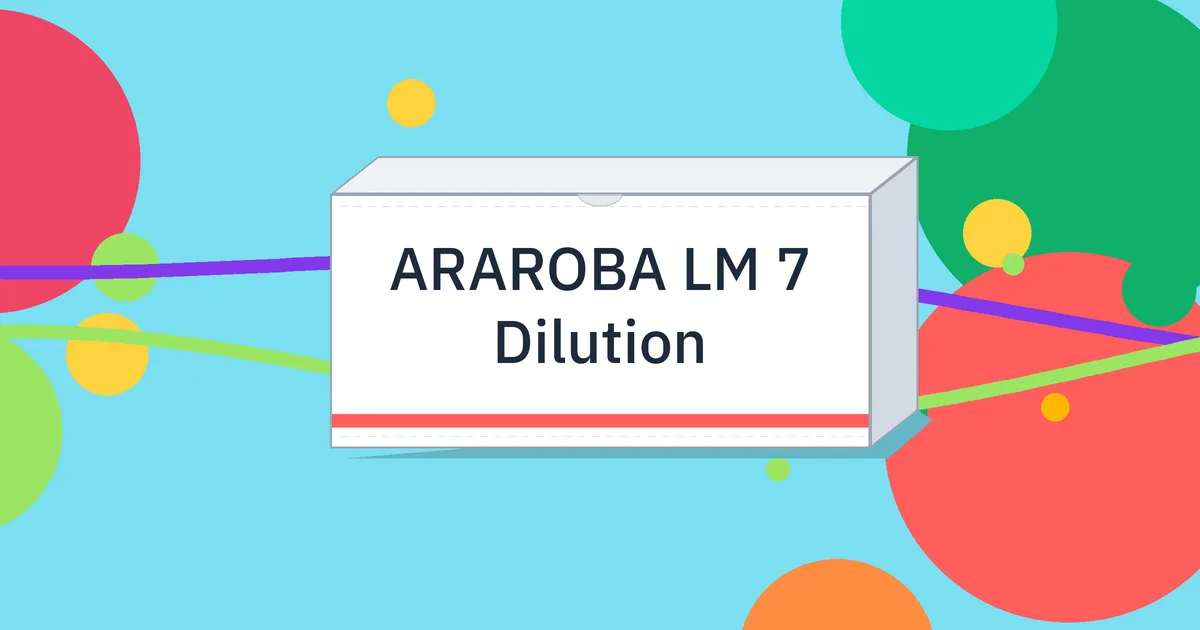 Symbolbild: Packung mit der Aufschrift ARAROBA LM 7 Dilution (PZN 13385510) – Verfügbarkeit und Bezug in Apotheken in Frankfurt am Main