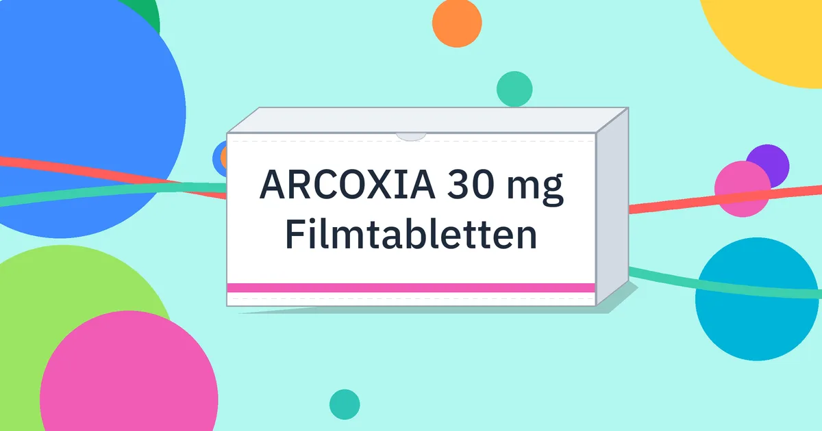 Symbolbild: Packung mit der Aufschrift ARCOXIA 30 mg Filmtabletten (PZN 02430153) – Verfügbarkeit und Bezug in Apotheken in Frankfurt am Main