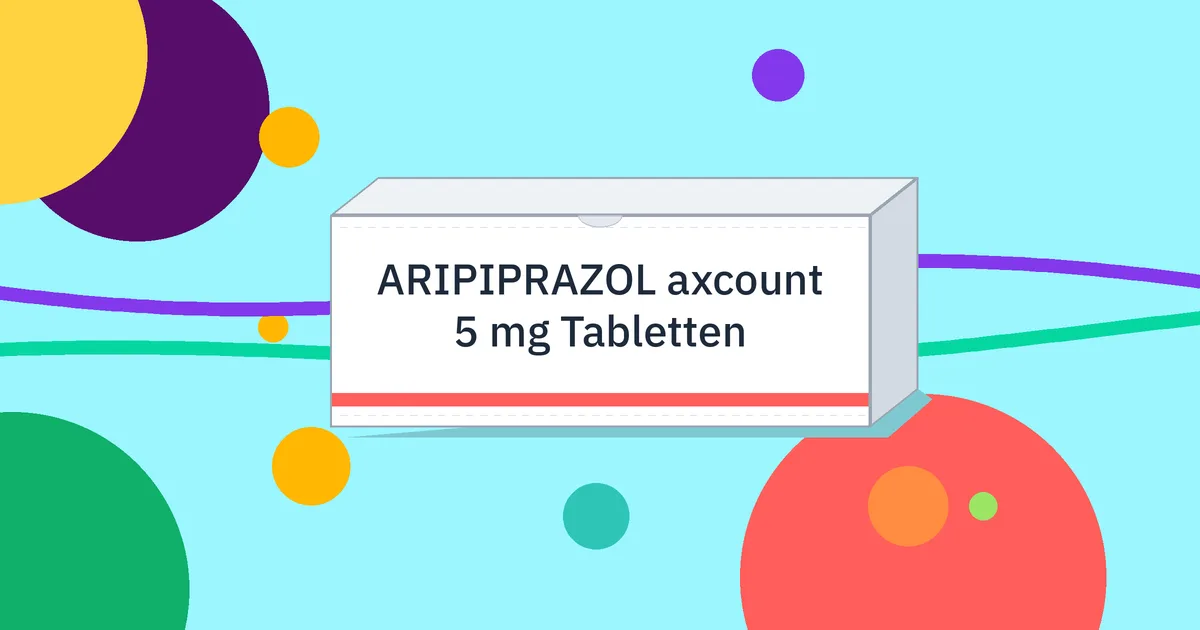 Symbolbild: Packung mit der Aufschrift ARIPIPRAZOL axcount 5 mg Tabletten (PZN 17829613) – Verfügbarkeit und Bezug in Apotheken in Frankfurt am Main