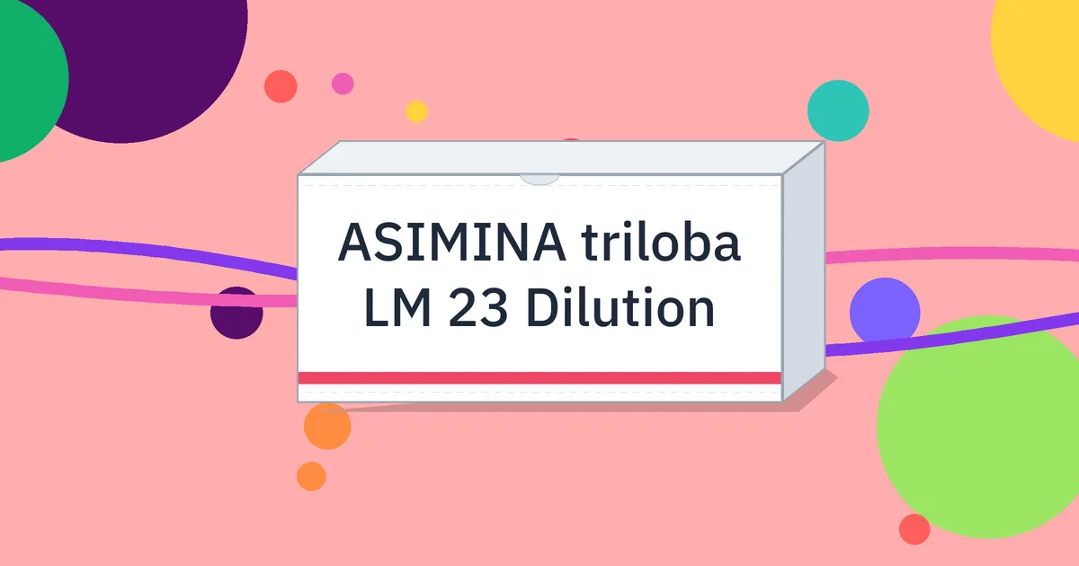 Symbolbild: Packung mit der Aufschrift ASIMINA triloba LM 23 Dilution (PZN 13402214) – Verfügbarkeit und Bezug in Apotheken in Frankfurt am Main