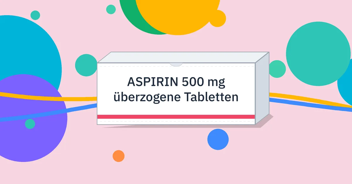 Symbolbild: Packung mit der Aufschrift ASPIRIN 500 mg überzogene Tabletten (PZN 10203626) – Verfügbarkeit und Bezug in Apotheken in Frankfurt am Main