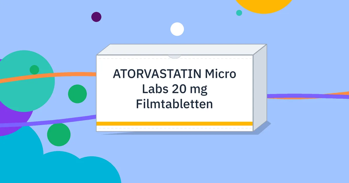 Symbolbild: Packung mit der Aufschrift ATORVASTATIN Micro Labs 20 mg Filmtabletten (PZN 19378600) – Verfügbarkeit und Bezug in Apotheken in Frankfurt am Main