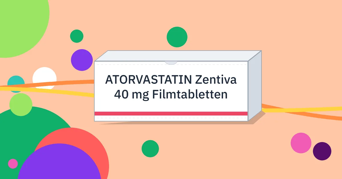 Symbolbild: Packung mit der Aufschrift ATORVASTATIN Zentiva 40 mg Filmtabletten (PZN 15784415) – Verfügbarkeit und Bezug in Apotheken in Frankfurt am Main