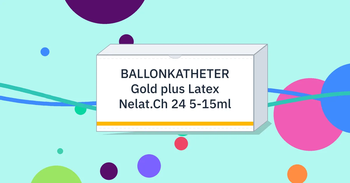 Symbolbild: Packung mit der Aufschrift BALLONKATHETER Gold plus Latex Nelat.Ch 24 5-15ml (PZN 04903609) – Verfügbarkeit und Bezug in Apotheken in Frankfurt am Main
