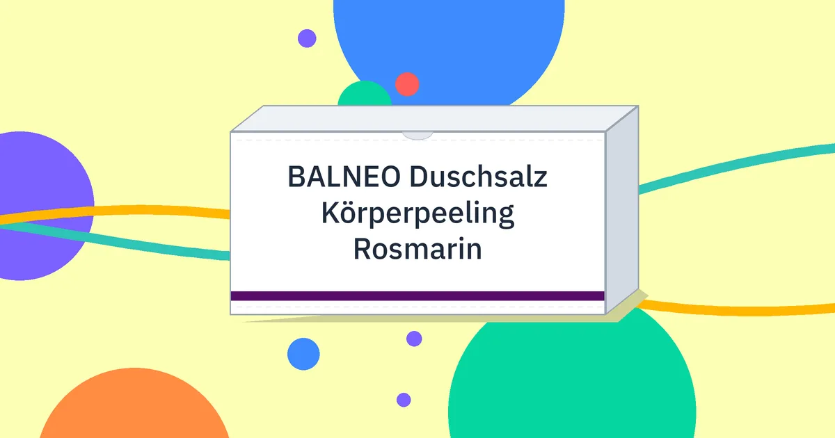 Symbolbild: Packung mit der Aufschrift BALNEO Duschsalz Körperpeeling Rosmarin (PZN 04000971) – Verfügbarkeit und Bezug in Apotheken in Frankfurt am Main