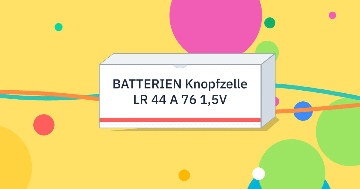 Symbolbild: Packung mit der Aufschrift BATTERIEN Knopfzelle LR 44 A 76 1,5V (PZN 01500213) – Verfügbarkeit und Bezug in Apotheken in Frankfurt am Main