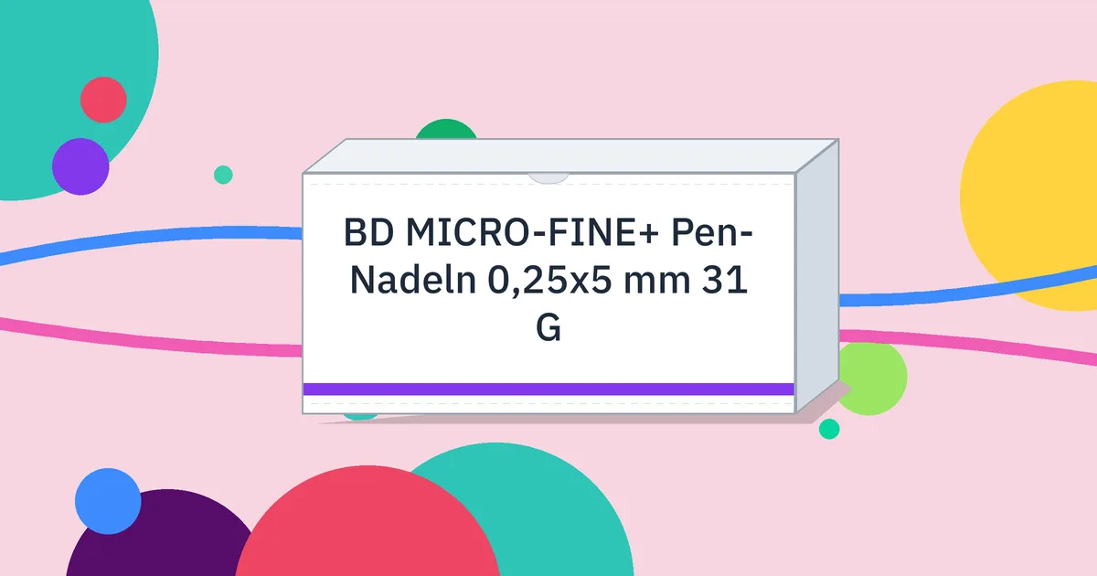 Symbolbild: Packung mit der Aufschrift BD MICRO-FINE+ Pen-Nadeln 0,25x5 mm 31 G (PZN 17516831) – Verfügbarkeit und Bezug in Apotheken in Frankfurt am Main