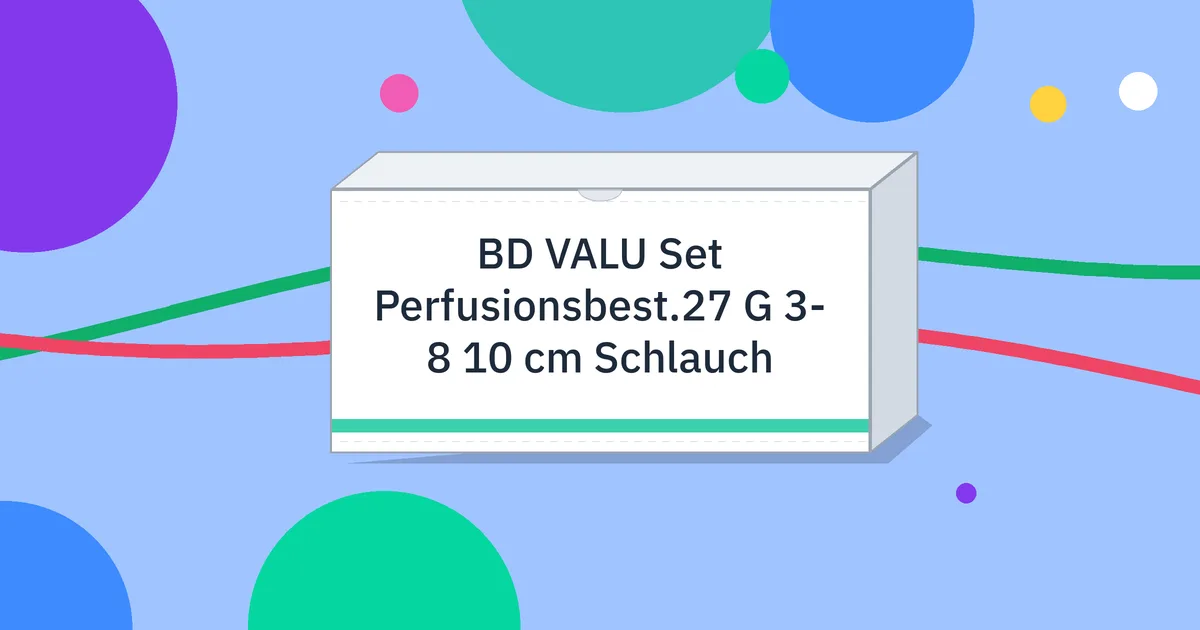 Symbolbild: Packung mit der Aufschrift BD VALU Set Perfusionsbest.27 G 3-8 10 cm Schlauch (PZN 03568066) – Verfügbarkeit und Bezug in Apotheken in Frankfurt am Main
