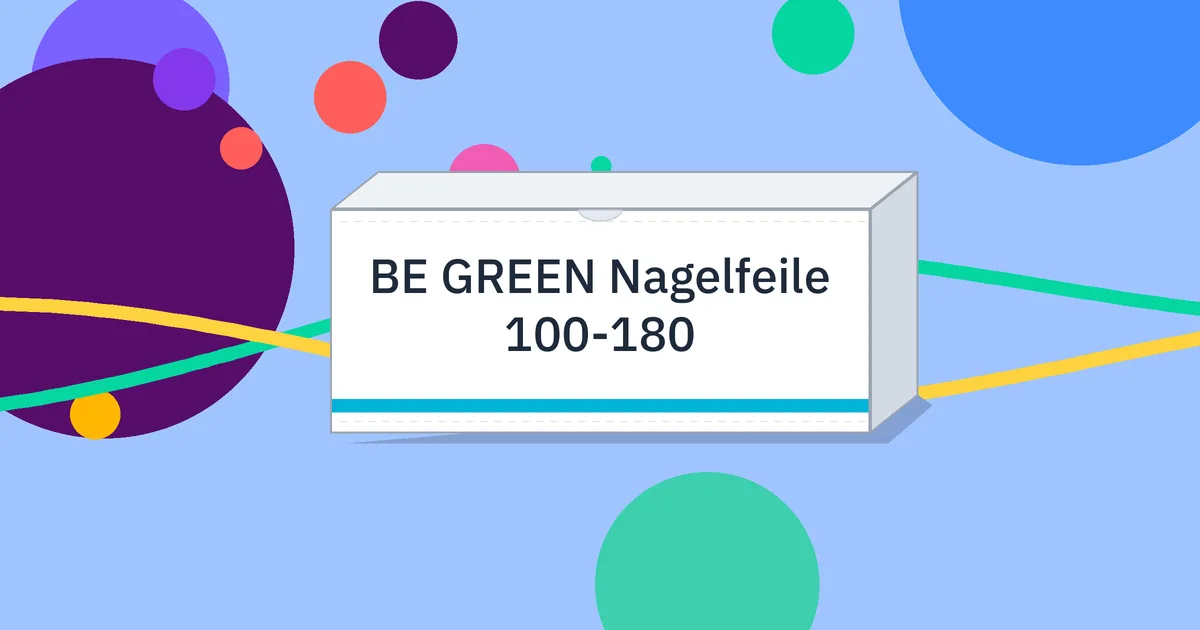 Symbolbild: Packung mit der Aufschrift BE GREEN Nagelfeile 100-180 (PZN 18453222) – Verfügbarkeit und Bezug in Apotheken in Frankfurt am Main