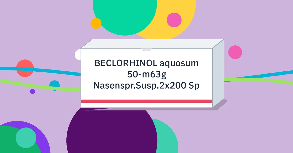 Symbolbild: Packung mit der Aufschrift BECLORHINOL aquosum 50-m63g Nasenspr.Susp.2x200 Sp (PZN 08441850) – Verfügbarkeit und Bezug in Apotheken in Frankfurt am Main