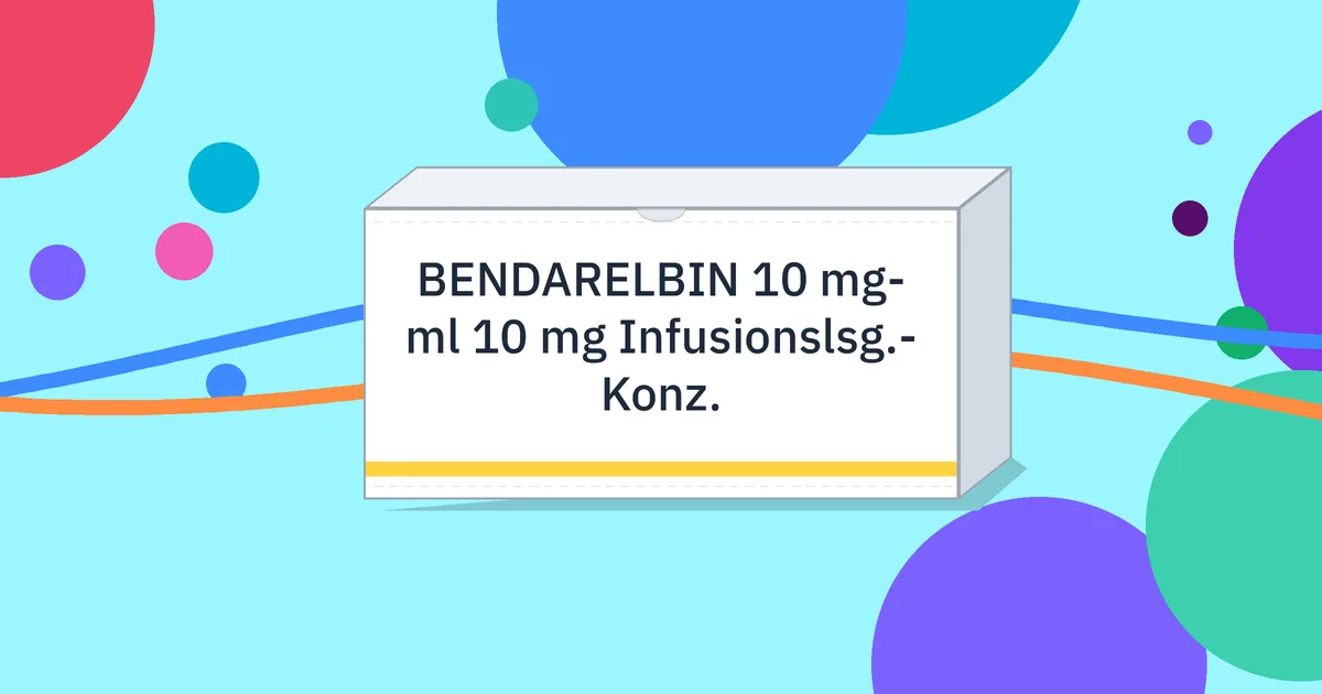 Symbolbild: Packung mit der Aufschrift BENDARELBIN 10 mg-ml 10 mg Infusionslsg.-Konz. (PZN 07332780) – Verfügbarkeit und Bezug in Apotheken in Frankfurt am Main